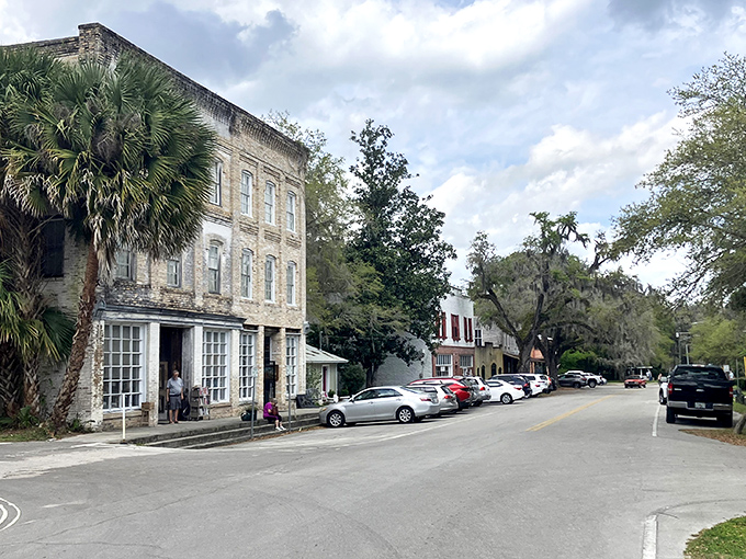 Historic buildings line Cholokka Boulevard, creating a streetscape that hasn't changed much since Doc Hollywood rolled into town. Time moves differently here.