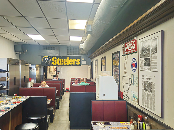 Red vinyl booths, Steelers pride, and the promise of honest food &ndash; this is Pittsburgh breakfast culture distilled to its essential, comforting elements.