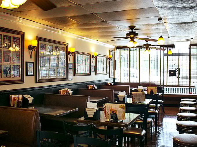 Cozy booths and warm lighting create that rare atmosphere where strangers become friends and calories don't count. Southern hospitality in physical form. 