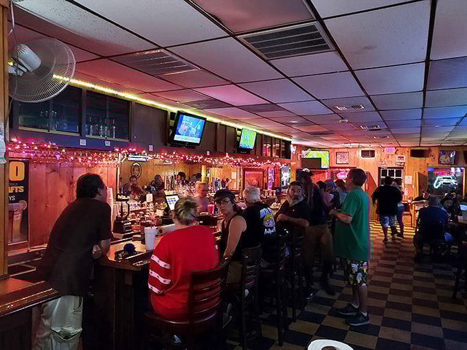 Where everybody might not know your name when you walk in, but they probably will by dessert. The checkered floor and neon glow scream "good times ahead."