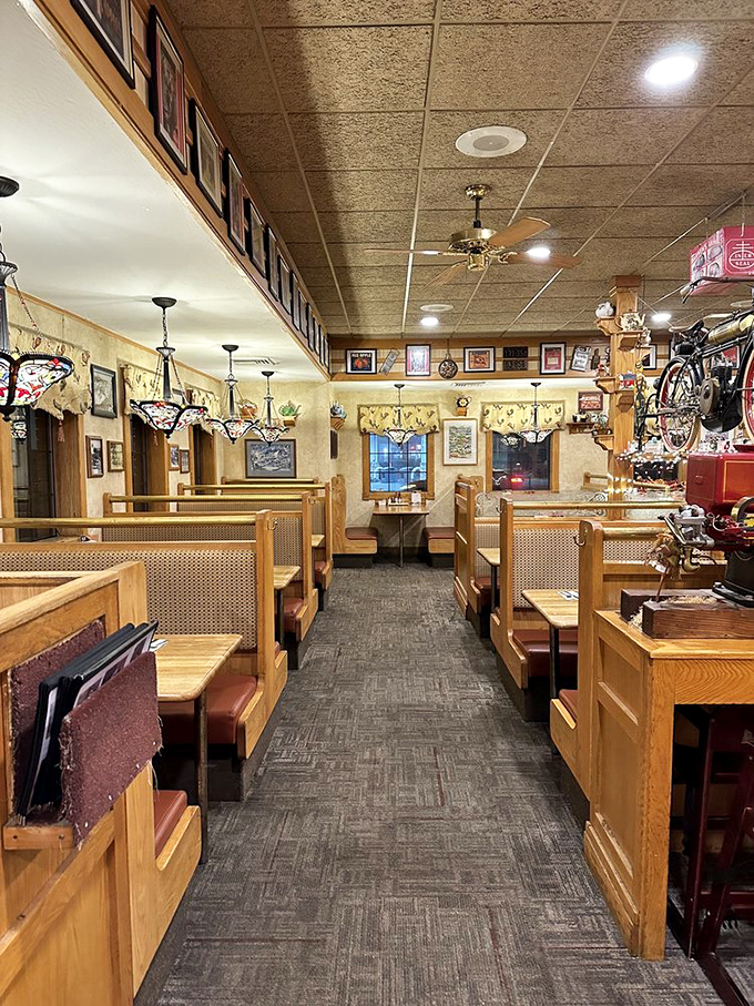 Wooden booths that have witnessed countless family celebrations and first dates. The vintage bikes aren't for delivery&mdash;they're conversation starters.