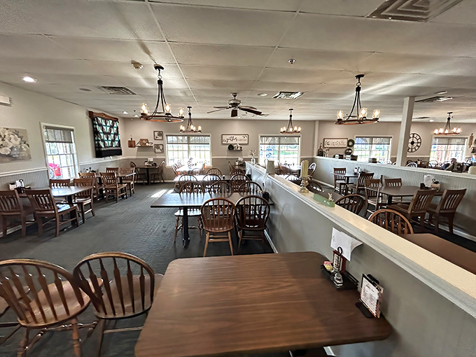 Simple wooden chairs and clean, bright spaces create the perfect backdrop for food that's anything but simple. Grandma would approve.