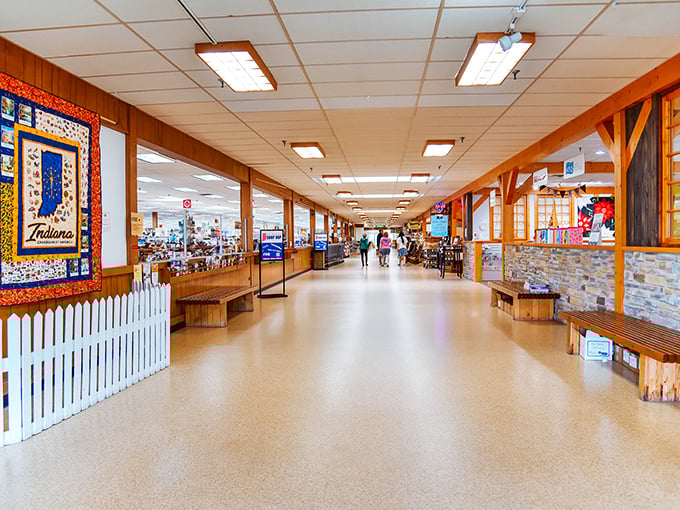 The main corridor stretches before you like a small-town Main Street, inviting exploration of each "neighborhood" of merchandise.