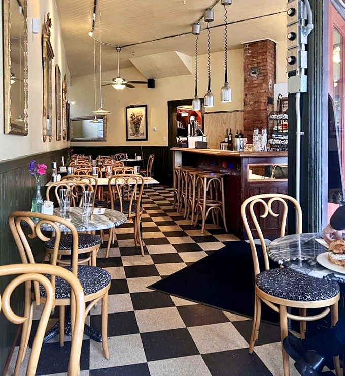 Step inside and the checkered floor announces you've arrived somewhere special. These bentwood chairs have cradled countless happy diners in their quest for French comfort.