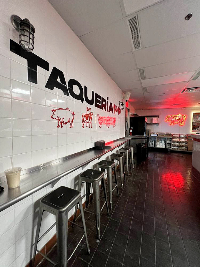 Clean lines and warm lighting create the perfect stage for taco perfection.