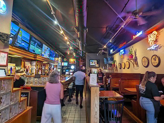 Inside, the perfect blend of sports bar energy and restaurant comfort creates that "everybody's welcome" vibe that keeps locals coming back.