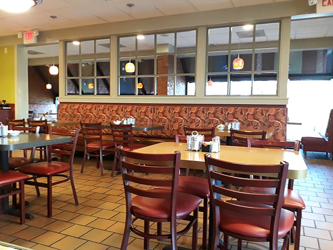 Classic diner aesthetics done right&mdash;warm lighting, comfortable booths, and that unmistakable buzz of conversation that says "good food happens here."