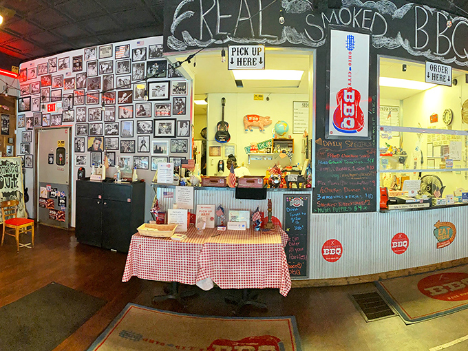 Where BBQ dreams come true: The order counter at Real Smoq'ed BBQ, where life-changing decisions about brisket, ribs, and pulled pork await.