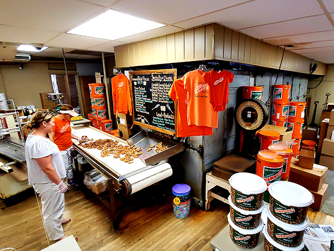 Where pretzel magic happens! The production area gives visitors a front-row seat to witness the ancient art of hand-twisting dough into edible masterpieces.