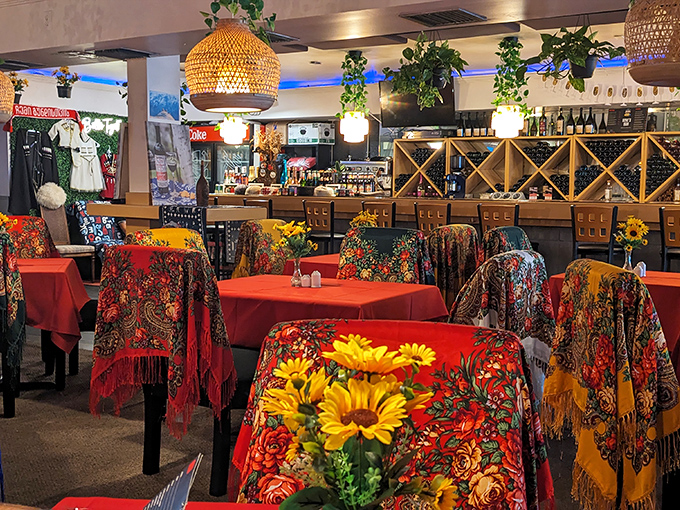 Step inside where traditional Russian tablecloths transform every meal into a festive family gathering.