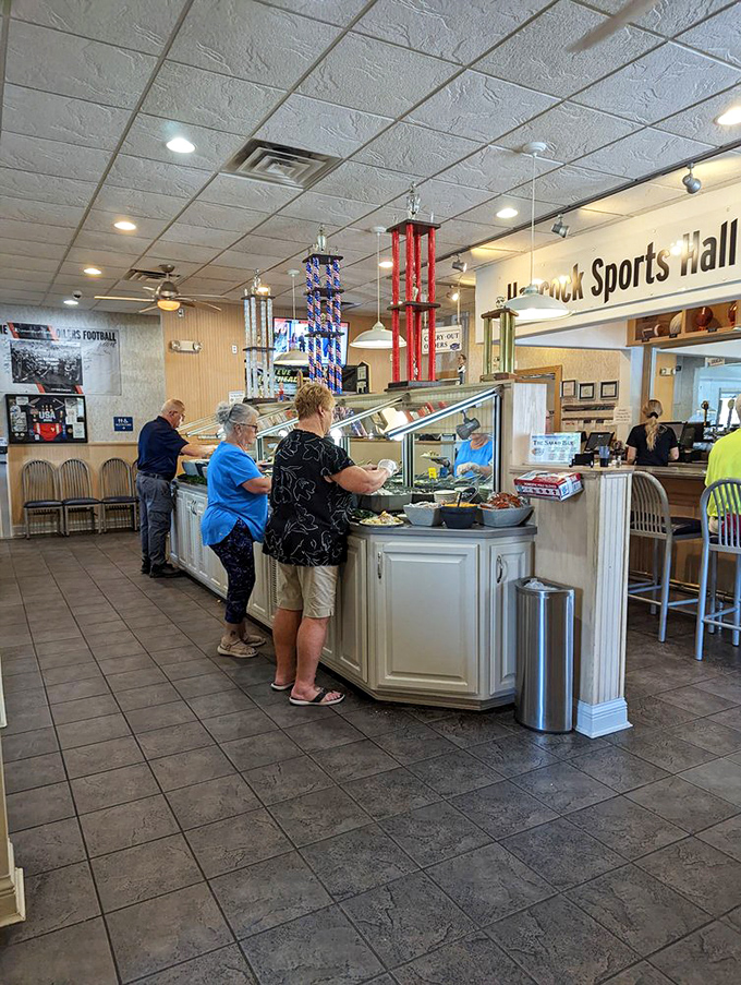 Where locals gather for good eats and conversation. The Hancock Sports Hall section reminds you that in Ohio, food and sports are practically family.