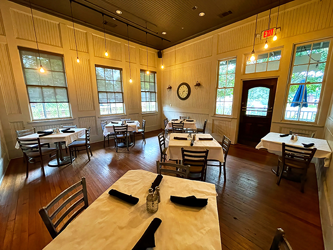 Step inside where warm wood paneling creates the perfect backdrop for memorable dining experiences.