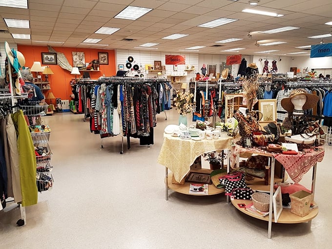 Neatly organized aisles invite exploration, where board games and toys stand ready for their second act in someone else's story.