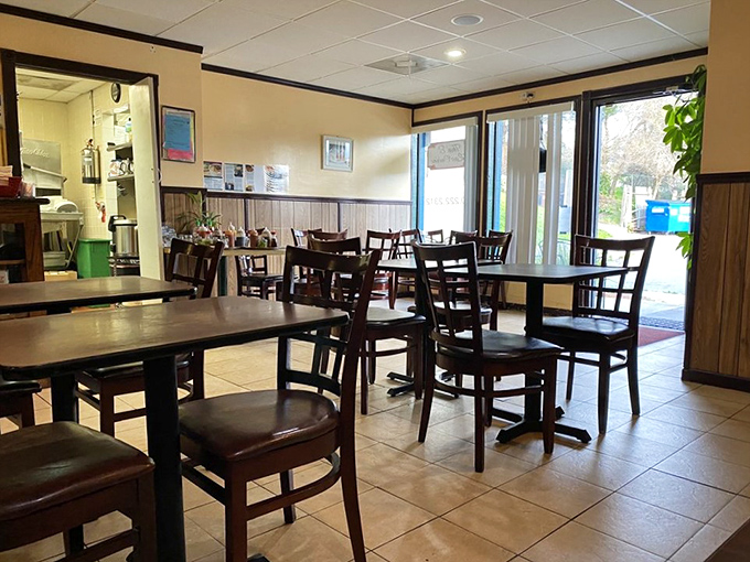 The simple, comfortable interior lets you focus on what matters &ndash; the symphony of flavors about to dance across your palate.