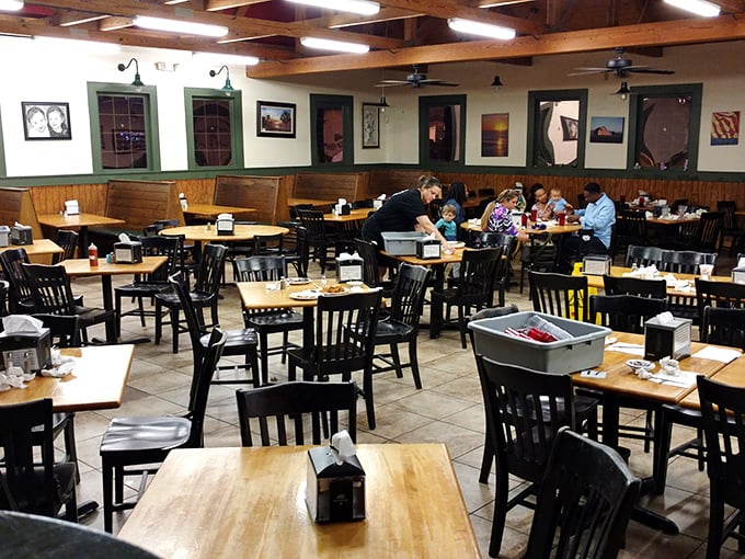 This dining room has witnessed more food-induced happiness than a Thanksgiving dinner at Dolly Parton's house.