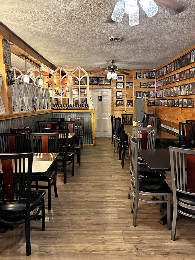 Wood paneling, corrugated metal, and walls of memories create that "I've discovered something special" feeling the moment you step inside.