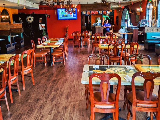 Step inside to a fiesta for the senses&mdash;vibrant red walls, wooden chairs, and an atmosphere that says "relax, you're about to eat something wonderful."