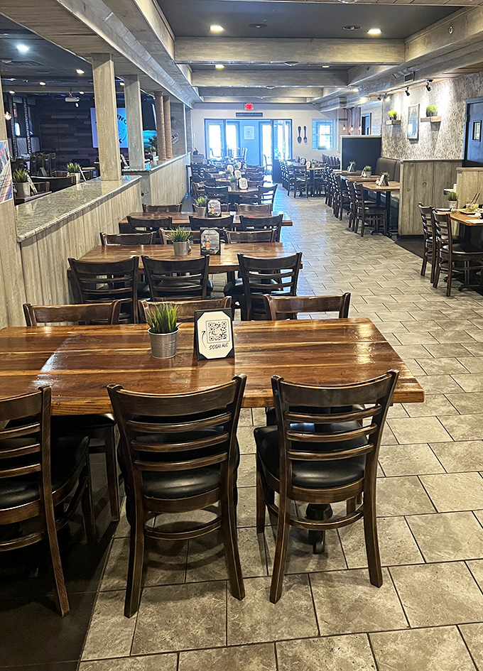 Inside, rustic wooden tables and warm lighting create that "everybody knows your name" vibe&mdash;minus the Boston accent, plus Pennsylvania charm.