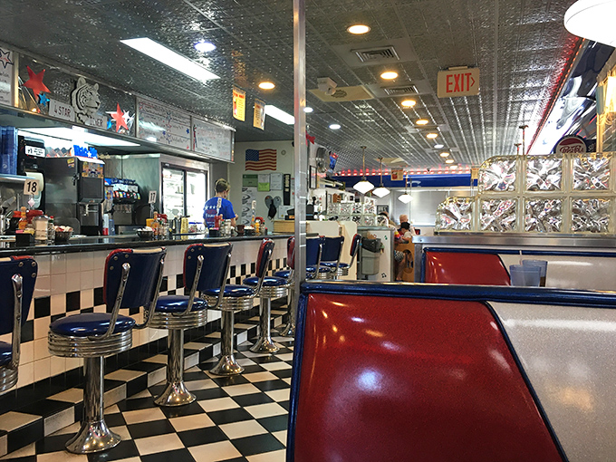 Classic Americana comes alive inside with checkerboard floors and cherry-red booths&mdash;the kind of place where coffee refills arrive before you ask.
