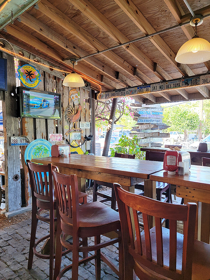 Weathered wood, colorful signs, and that unmistakable Keys vibe &ndash; this isn't interior design, it's authentic Florida storytelling.
