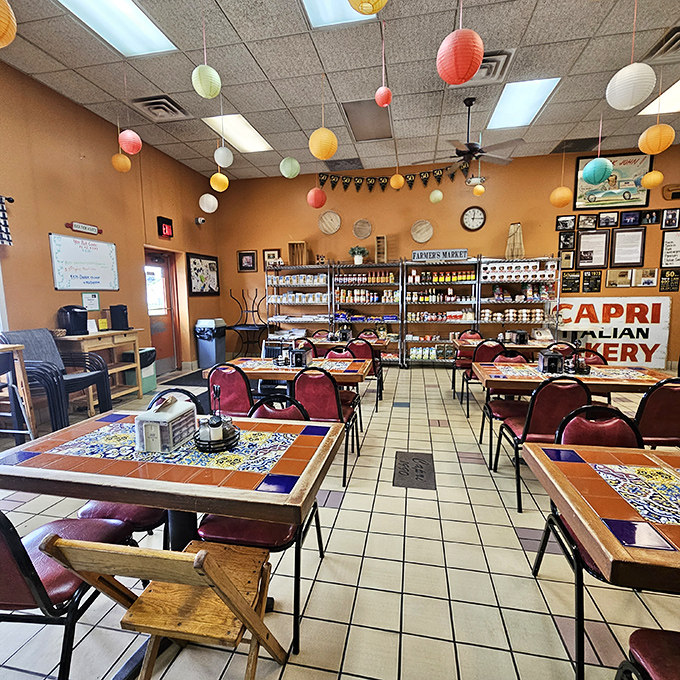 Paper lanterns dance overhead while tiled tables invite you to linger. This isn't Instagram-bait d&eacute;cor; it's the real-deal charm of a neighborhood institution.
