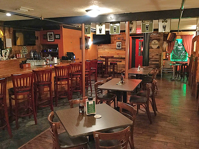 Step inside and you're transported across the Atlantic – warm wood, cozy tables, and Irish memorabilia create that "everybody knows your name" pub feeling.