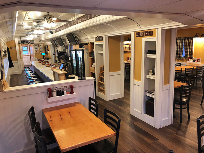 Step inside and you're transported to diner heaven. The narrow, train car-like layout creates an intimate atmosphere where every seat feels like the best in the house.