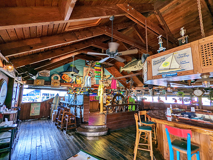Step inside and you're transported to seafood heaven. The wooden beams and nautical treasures create the perfect backdrop for your fish tale adventures. 