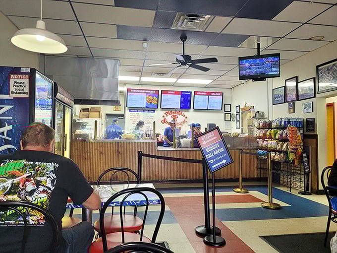Where magic happens at the counter&mdash;notice the snack rack strategically placed for those moments when you think, "I should probably get chips too."