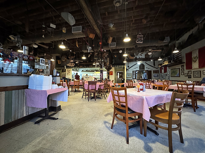 Step inside and you're transported to a Southern time capsule, where every inch of ceiling space tells a story of North Carolina's past.