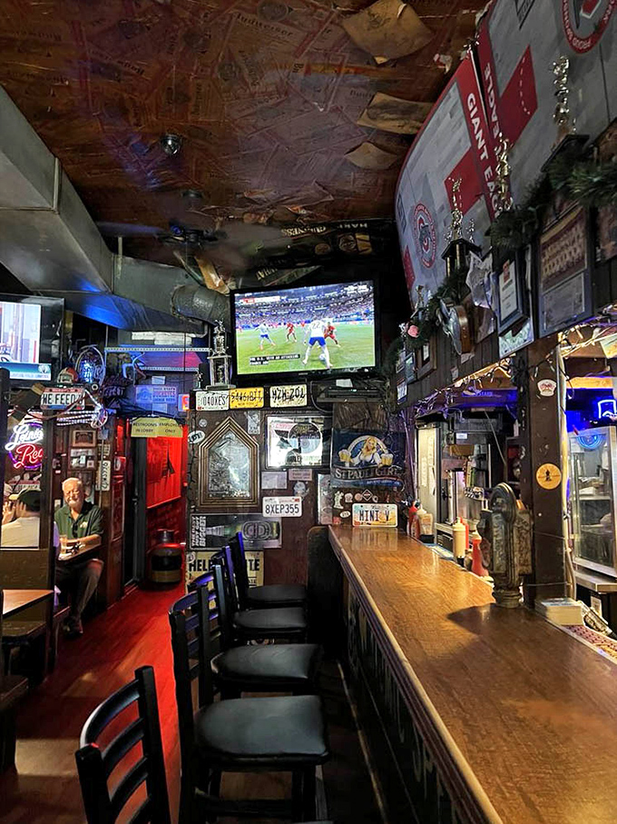 Step inside and you're greeted by a sensory overload of memorabilia, license plates, and sports on TV&mdash;a temple to comfort food and good times.