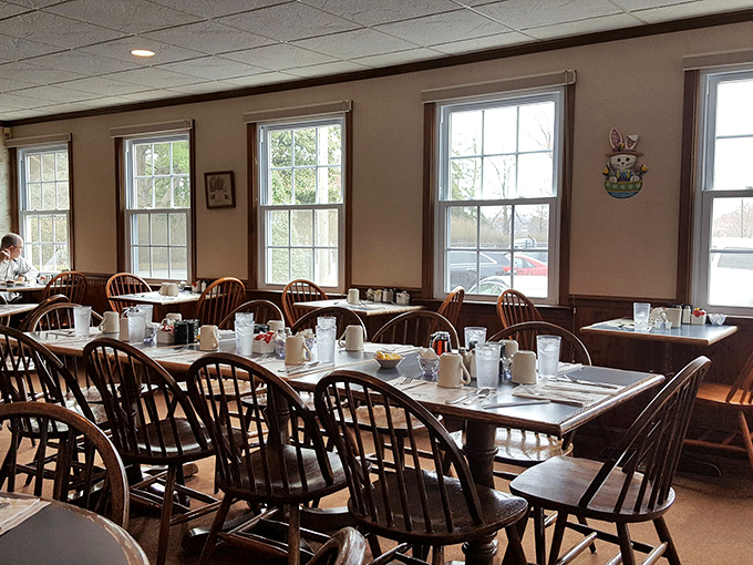 Classic diner charm meets modern comfort in this inviting space where conversations flow like coffee refills.