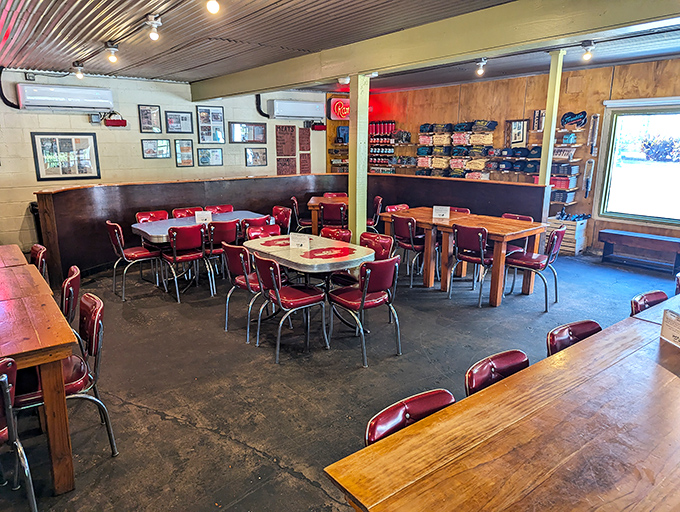 No frills, just thrills – where communal tables become confession booths for barbecue believers.