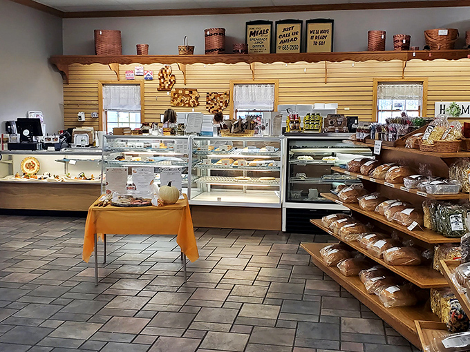 A bakery display that should come with a warning label: "May cause spontaneous happiness and the immediate abandonment of diet plans."