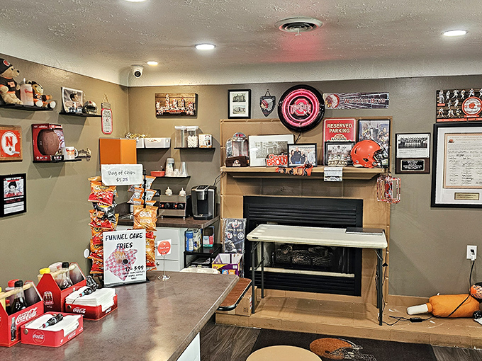 Sports memorabilia adorns walls that have witnessed countless "mmms" of satisfaction. The shrine-like quality suggests these folks take two things seriously: Cleveland sports and perfect hot dogs.