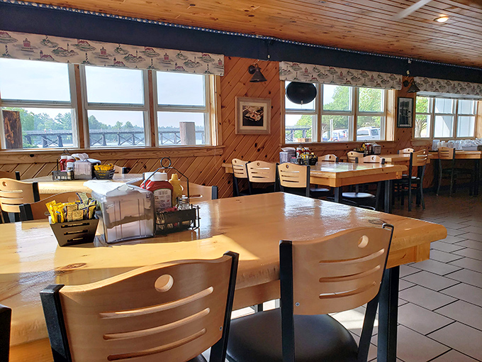 Simple wooden tables and cheerful atmosphere create the perfect backdrop for Wisconsin's most memorable fish sandwich experience.