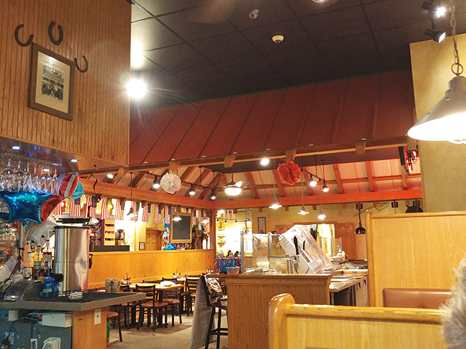 Warm wooden tones and exposed brewing equipment create that perfect "come as you are" atmosphere. The hanging lights cast a glow that makes everyone look like they're in a food commercial.
