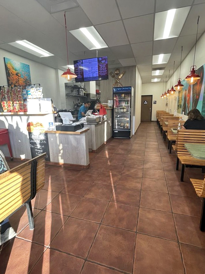 Simplicity reigns inside with wooden tables, nautical touches, and pendant lights that say, "Relax, we're here for the lobster, not to impress anyone."