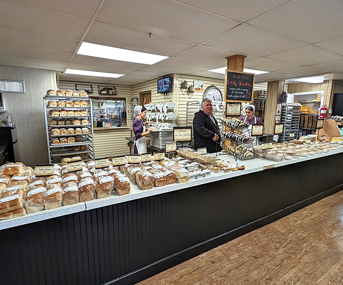 Rows of fresh bread and pastries create an edible symphony that would make Julia Child weep.