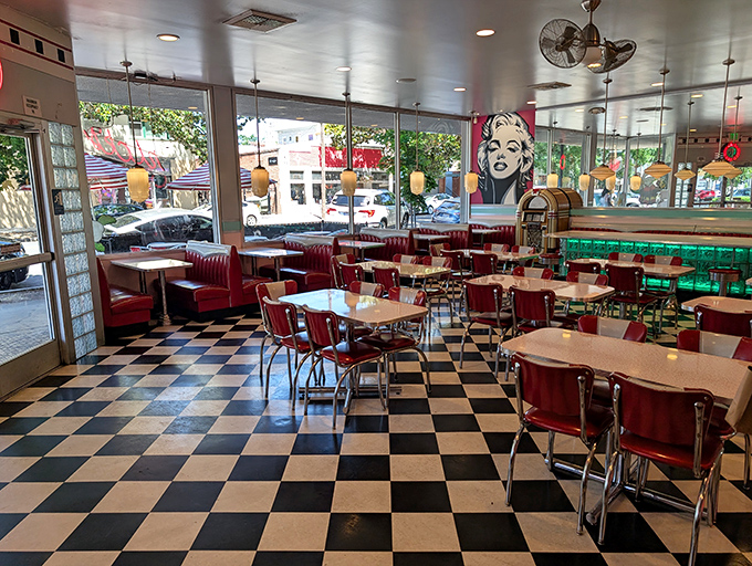 Step into a time machine disguised as a diner, where Marilyn watches over patrons making the hardest decision of their day.
