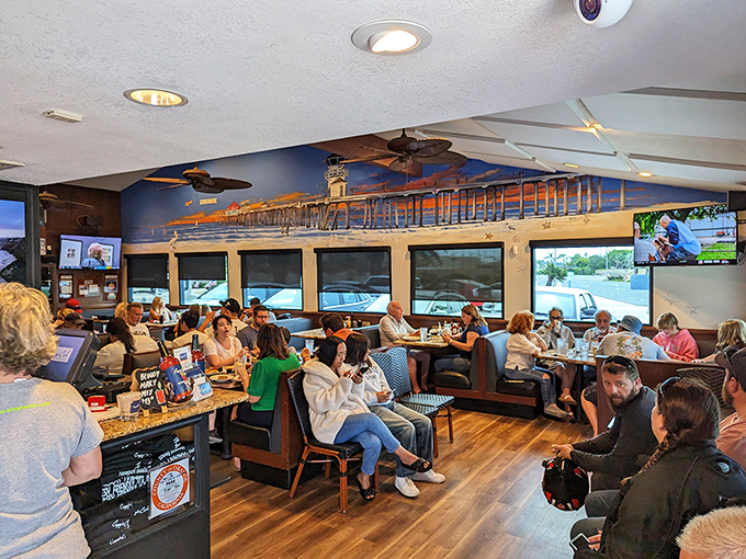 Clean lines, comfortable seating, and the promise of good food. This isn't fancy dining&mdash;it's honest eating at its finest.