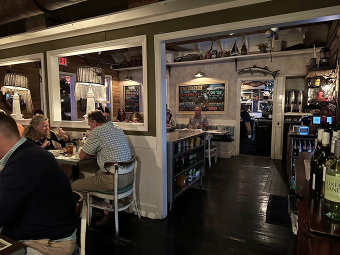 Inside Owen's, every weathered board and mounted fish tells a story. The close quarters aren't cramped—they're "conversation facilitators."