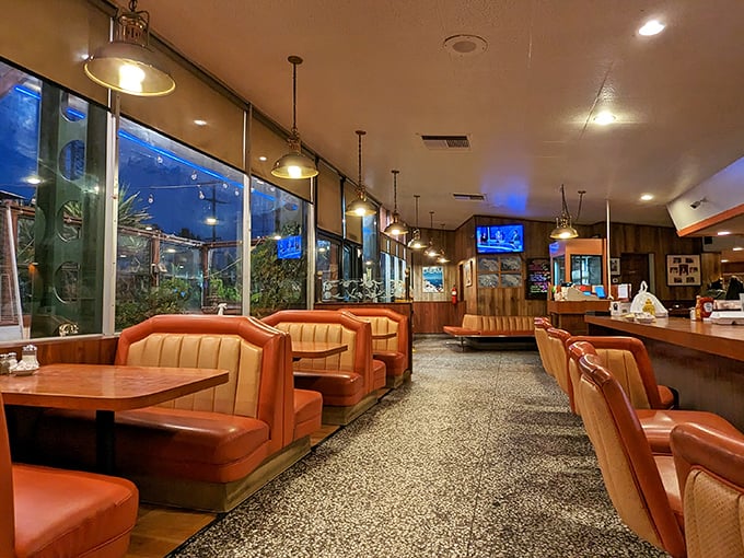 Classic orange vinyl booths and terrazzo floors transport you to a time when diners were the original social networks, minus the doom-scrolling.