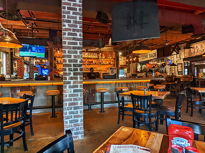 Inside, exposed brick, wooden tables, and that unmistakable steakhouse ambiance create the perfect setting for meat-centric revelry.