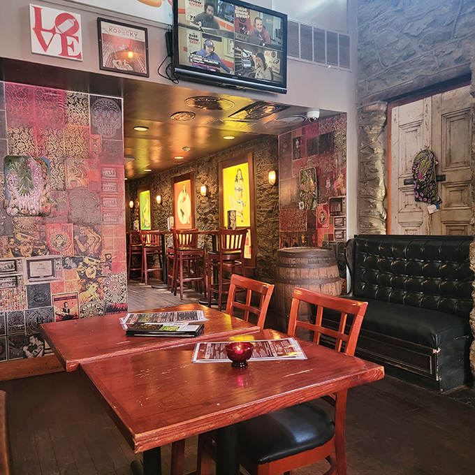 Step inside and discover walls that tell stories, with every vintage poster and weathered detail adding character.