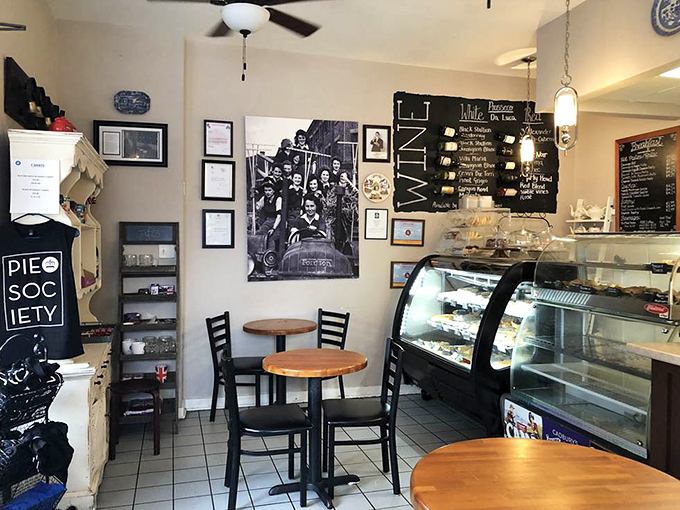 Inside, cozy bistro tables and a display case full of golden-crusted treasures create the perfect setting for your British culinary adventure.