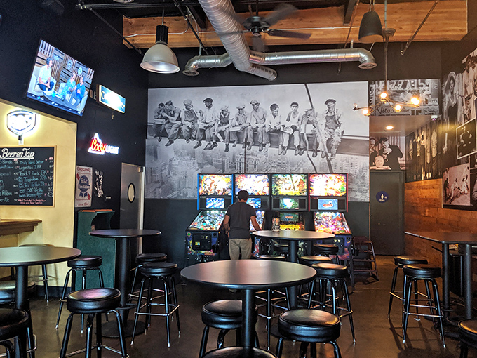 Pizza and pinball &ndash; name a more iconic duo. The famous "Lunch atop a Skyscraper" photo watches over modern arcade warriors at this slice of New York nostalgia.
