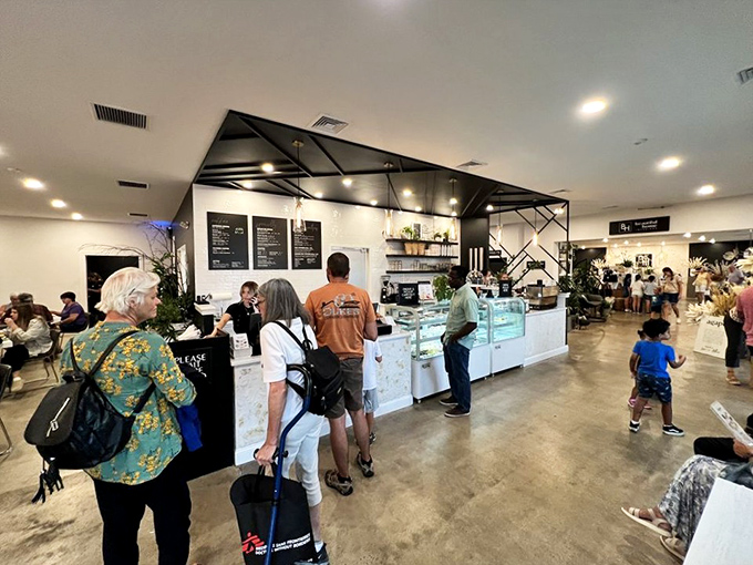 Inside, the bright, airy interior welcomes hungry patrons with gleaming display cases and an open concept that says, "Yes, we're serious about food here."