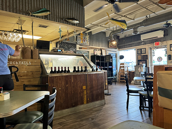 Inside feels like your beach-loving friend's living room, if they had impeccable taste and a raw bar.