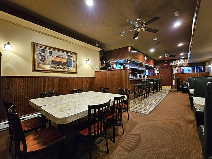 Classic wood paneling and comfortable seating create that perfect "everybody knows your name" vibe. This isn't Instagram-bait d&eacute;cor&mdash;it's the real deal where memories are made.